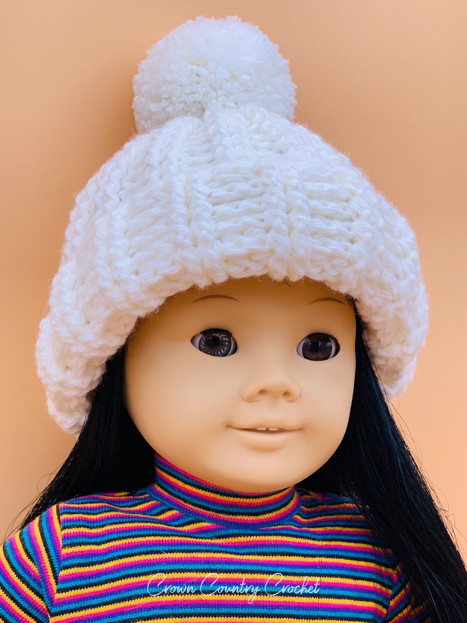 PDF CROCHET PATTERN 18 Doll Ribbed Beanie // Doll Clothing | Etsy