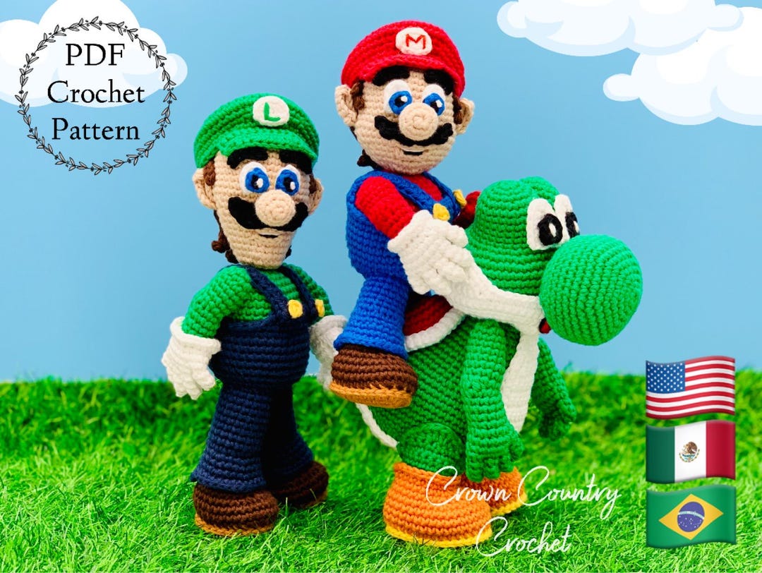 PDF CROCHET PATTERN Pack Mario Friends Fan Art Dolls// Mario Crochet ...