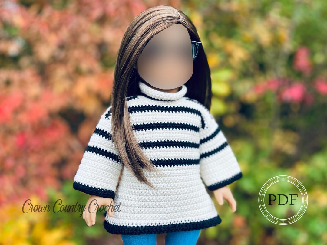 Striped Doll Sweater Crochet Pattern for 18" Dolls (PDF Pattern) - Etsy