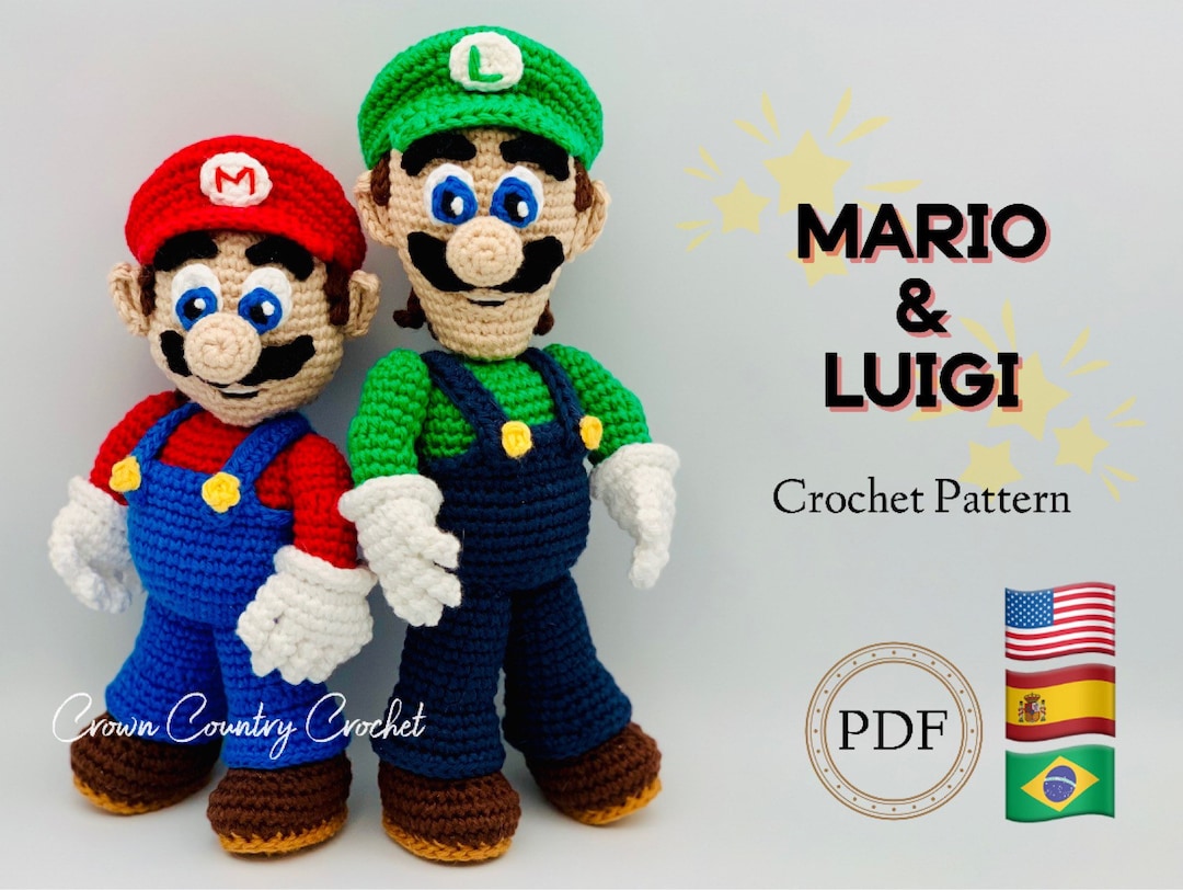 PDF CROCHET PATTERN Mario and Luigi Fan Art Dolls // Gamer Crochet ...