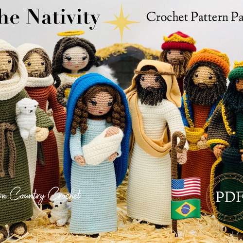 Nativity Set Crochet Pattern Mary Joseph and Jesus Christmas - Etsy