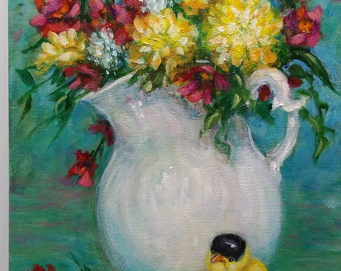 Blooms and Oriole an Original 9x12 Acrylic Painting by Dianne Masters ...
