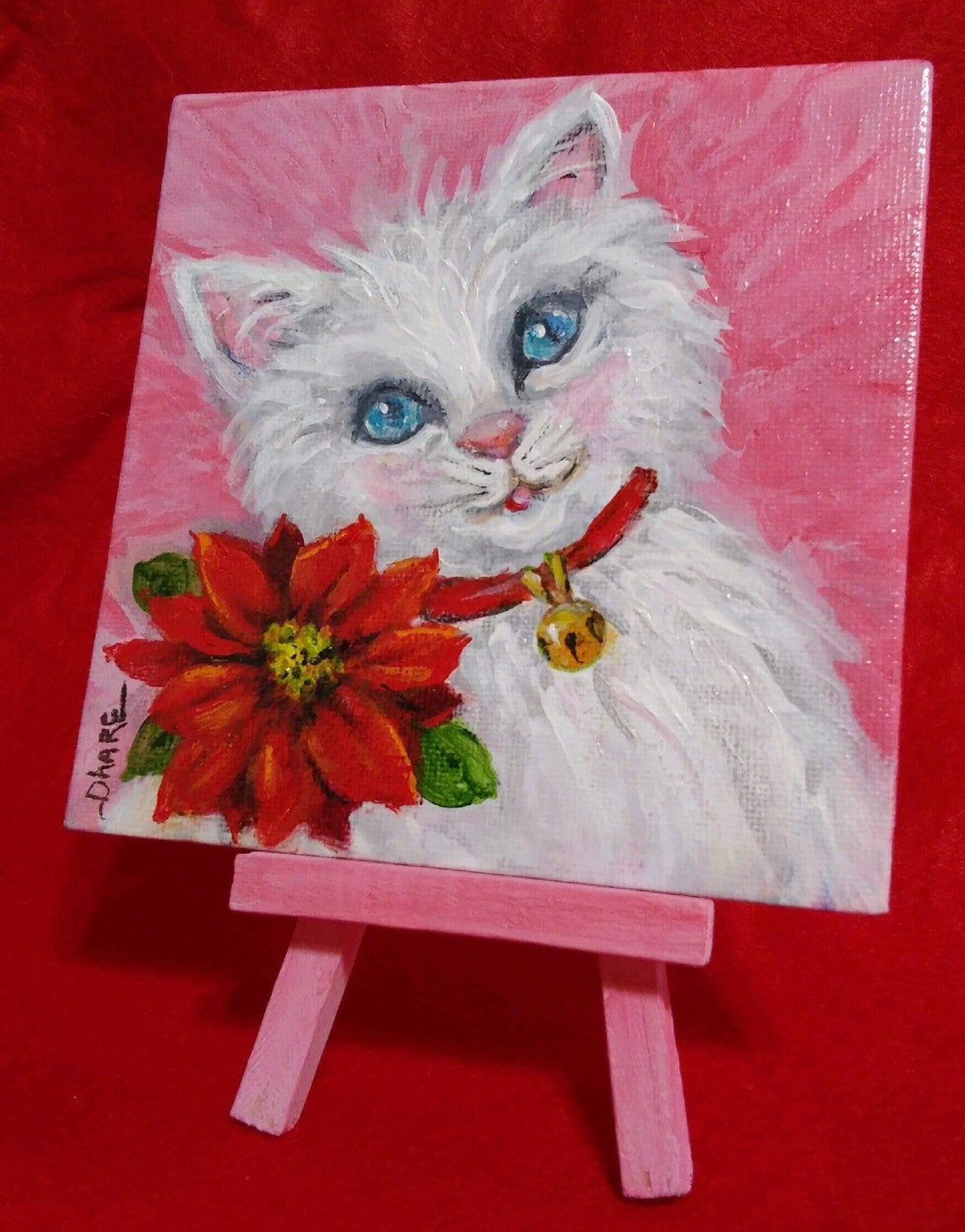 Merry Christmas Kitty — Orig 5x5 Painting by Dianne Masters Hare ...