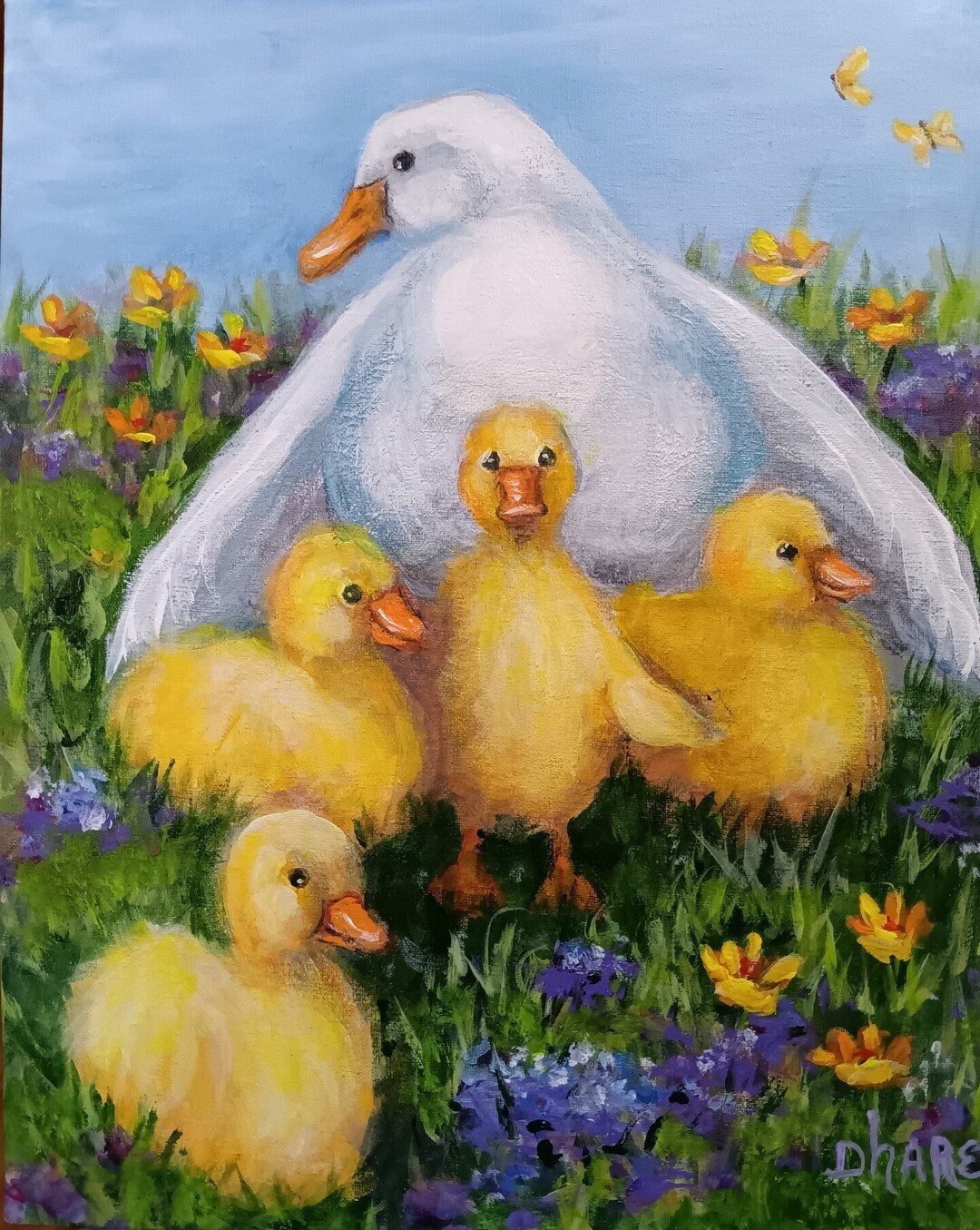Mother on Guard an Orig 8x10 Painting by Dianne Masters Hare Duck and ...
