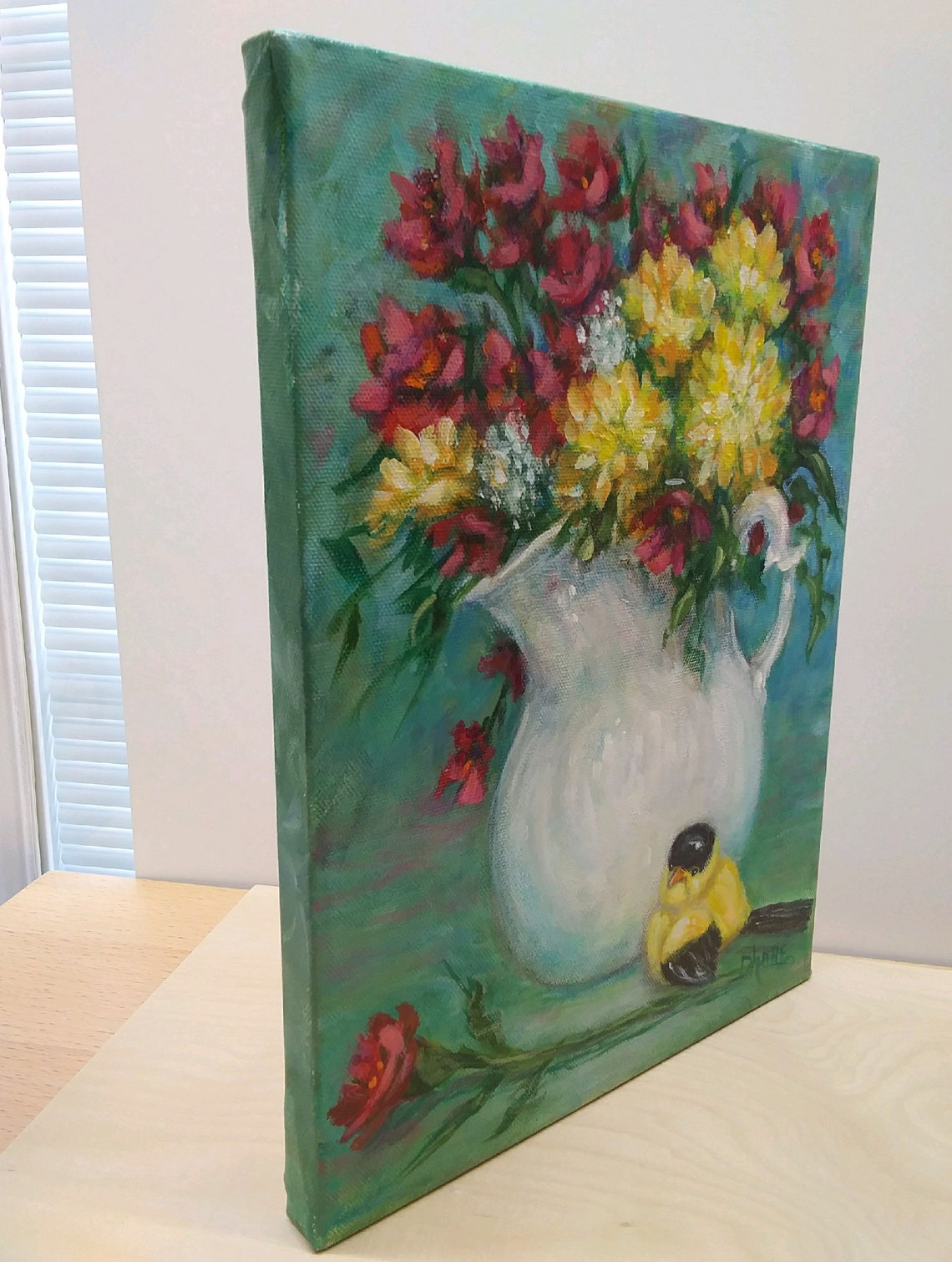Blooms and Oriole - an Original 9x12" Acrylic Painting by Dianne ...