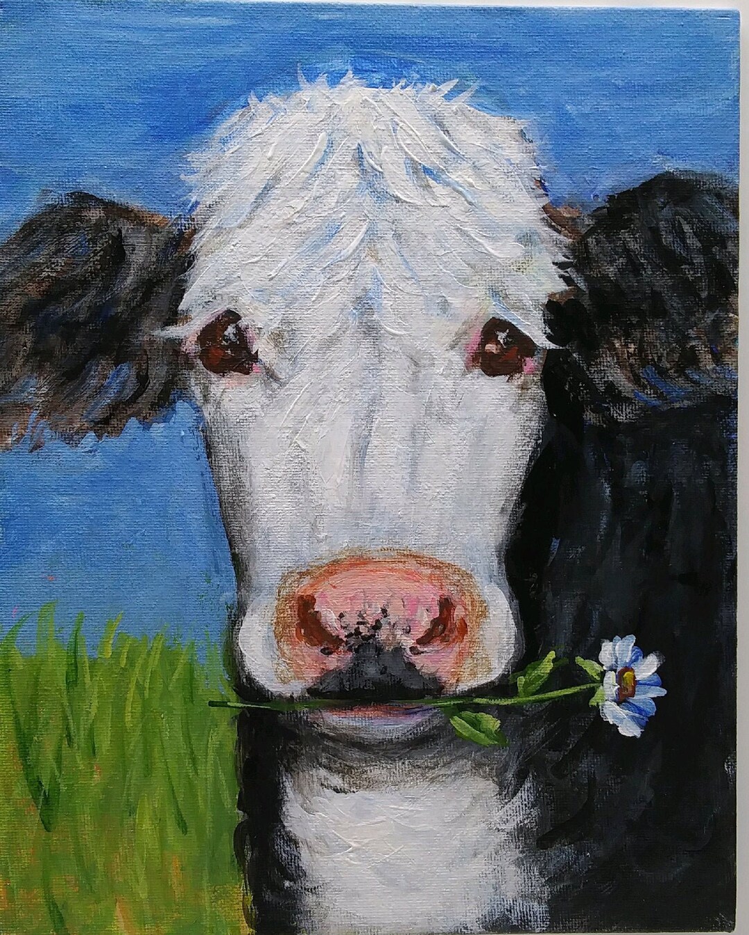 Cow Art sad Eyes 8 X 10 Inch Orig Acrylic Painting by Dianne Masters ...