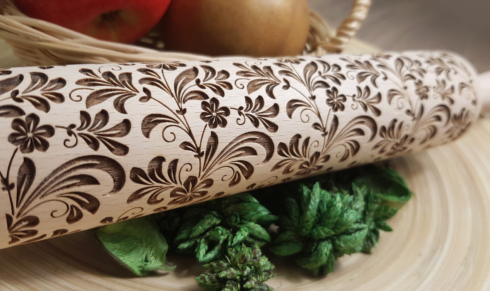 Flowers 10 Engraved Rolling Pin Embossed Handmade Rolling - Etsy Canada