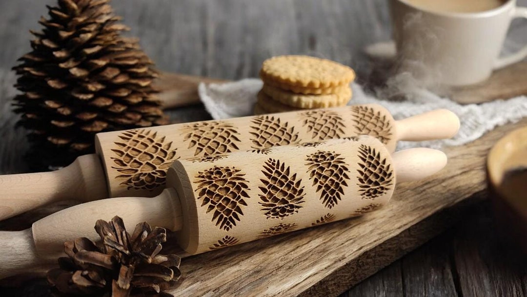 Forest Cone - Engraved Rolling Pin, Embossed - Handmade Rolling Pin ...