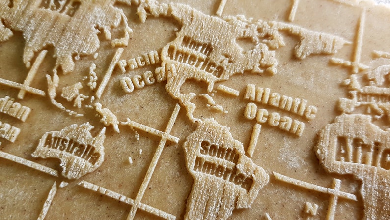 World Map Engraved Rolling Pin Embossed Handmade Rolling - Etsy