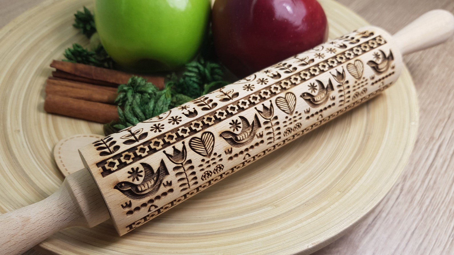 Colorful Fair Engraved Rolling Pin Embossed Handmade | Etsy