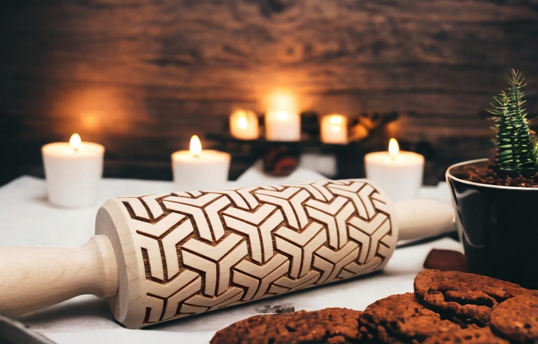 Geometry - Engraved Rolling Pin, Embossed - Handmade Rolling Pin ...