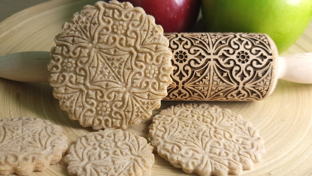 Royal Pattern 01 Engraved Rolling Pin, Embossed Handmade Rolling Pin ...