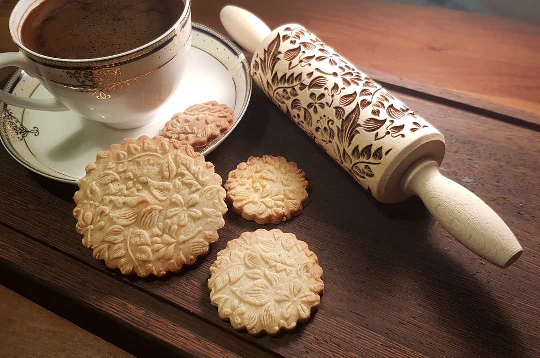 Plants Engraved Rolling Pin, Embossed Rolling Pin, Handmade Rolling Pin ...