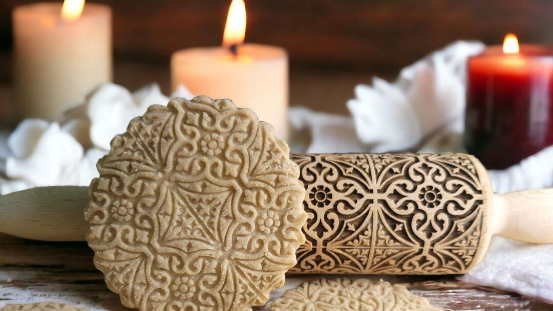 Royal Pattern 01 - Engraved Rolling Pin, Embossed - Handmade Rolling ...
