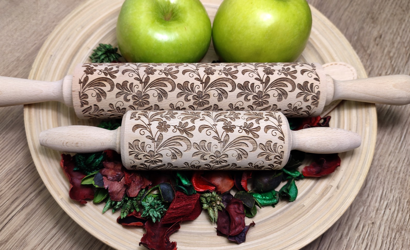 Flowers 10 Engraved Rolling Pin Embossed Handmade Rolling - Etsy Canada