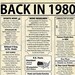 1980 Year You Were Born, Newspaper Style Sign 40th Birthday Poster File ...