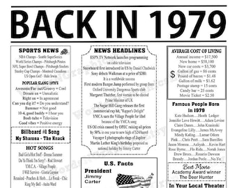 Back in 1980 Newspaper Style Poster, Born in 1980, 1980 Birthday ...