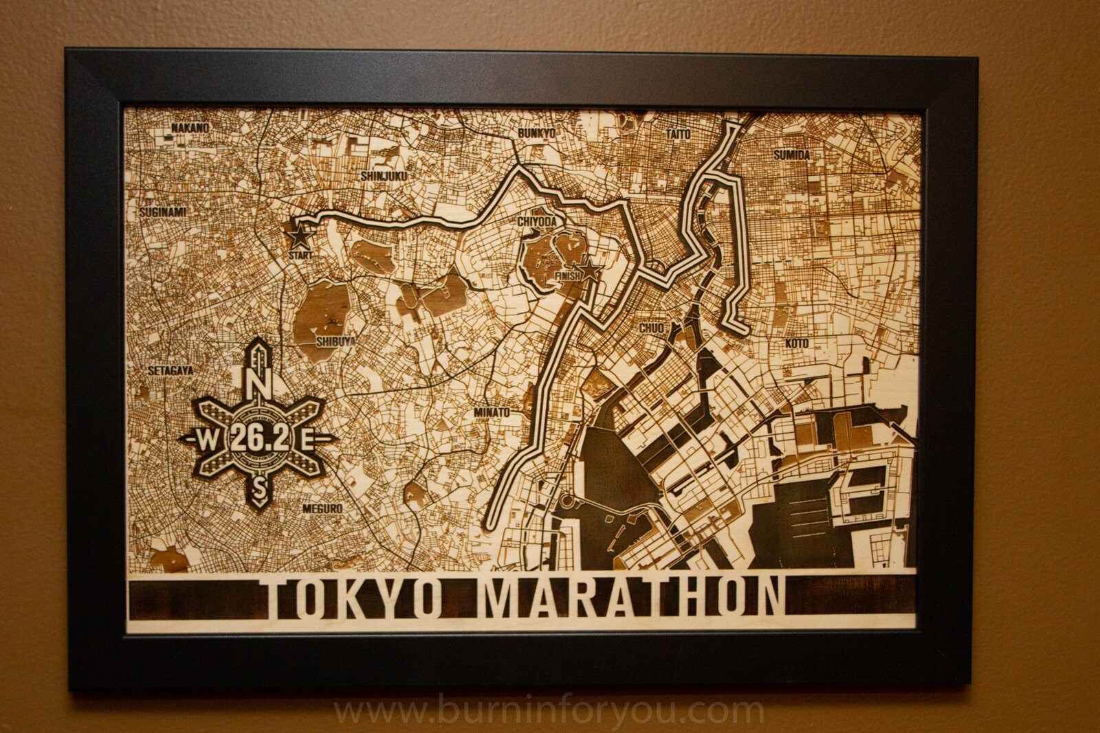 Tokyo Marathon Laser Engraved Map - Etsy