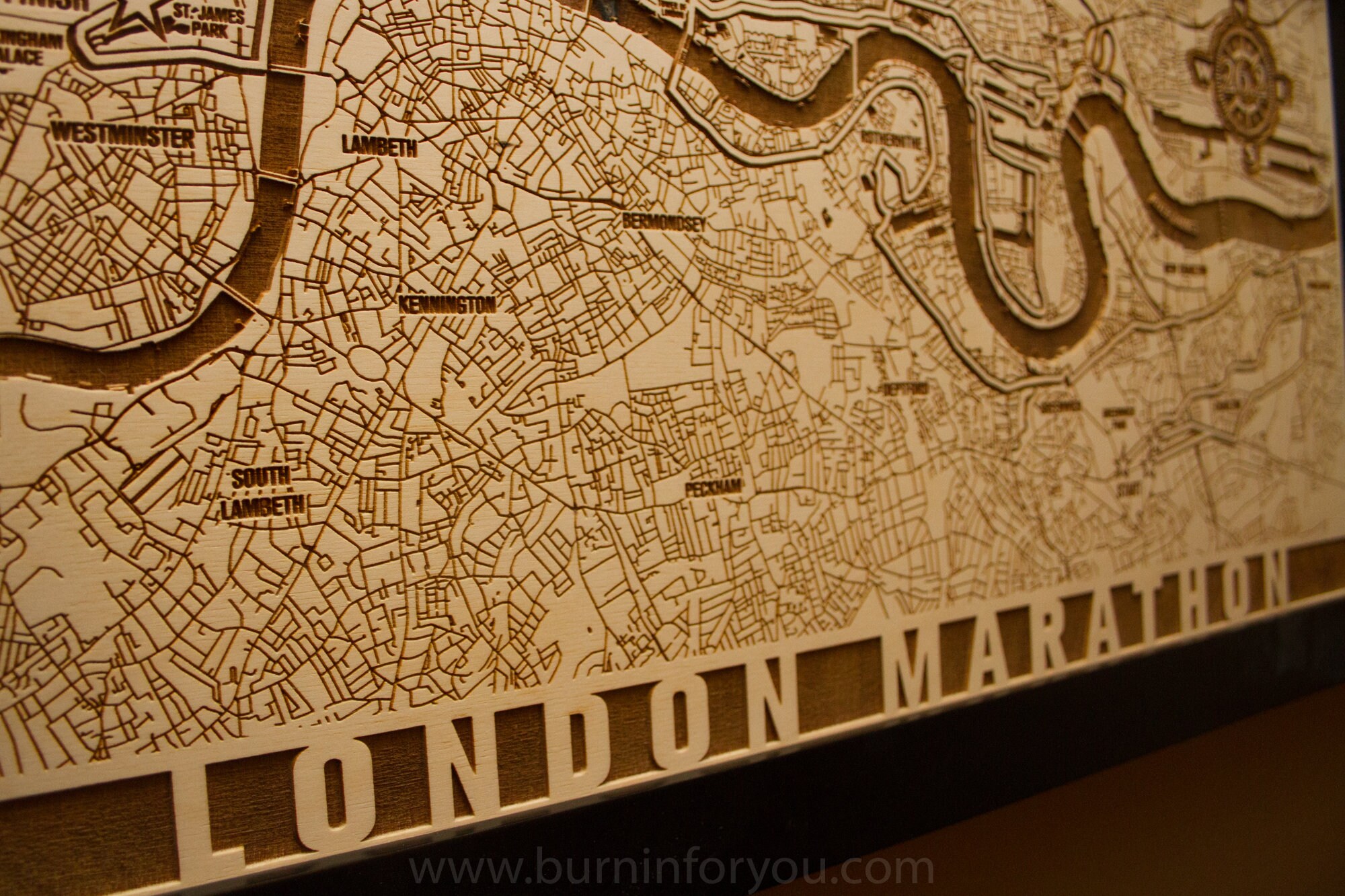 London Marathon Laser Engraved Map - Etsy