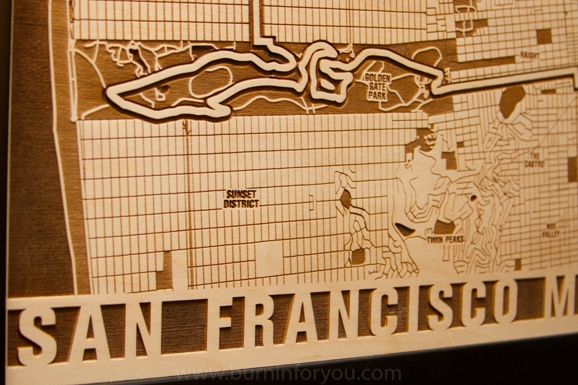 San Francisco Marathon Laser Engraved Map - Etsy