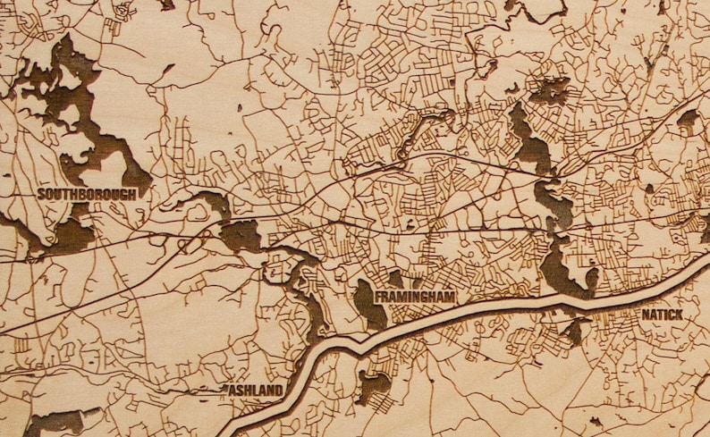 Boston 26.2 Map Laser Engraved With Marathon Route - Etsy