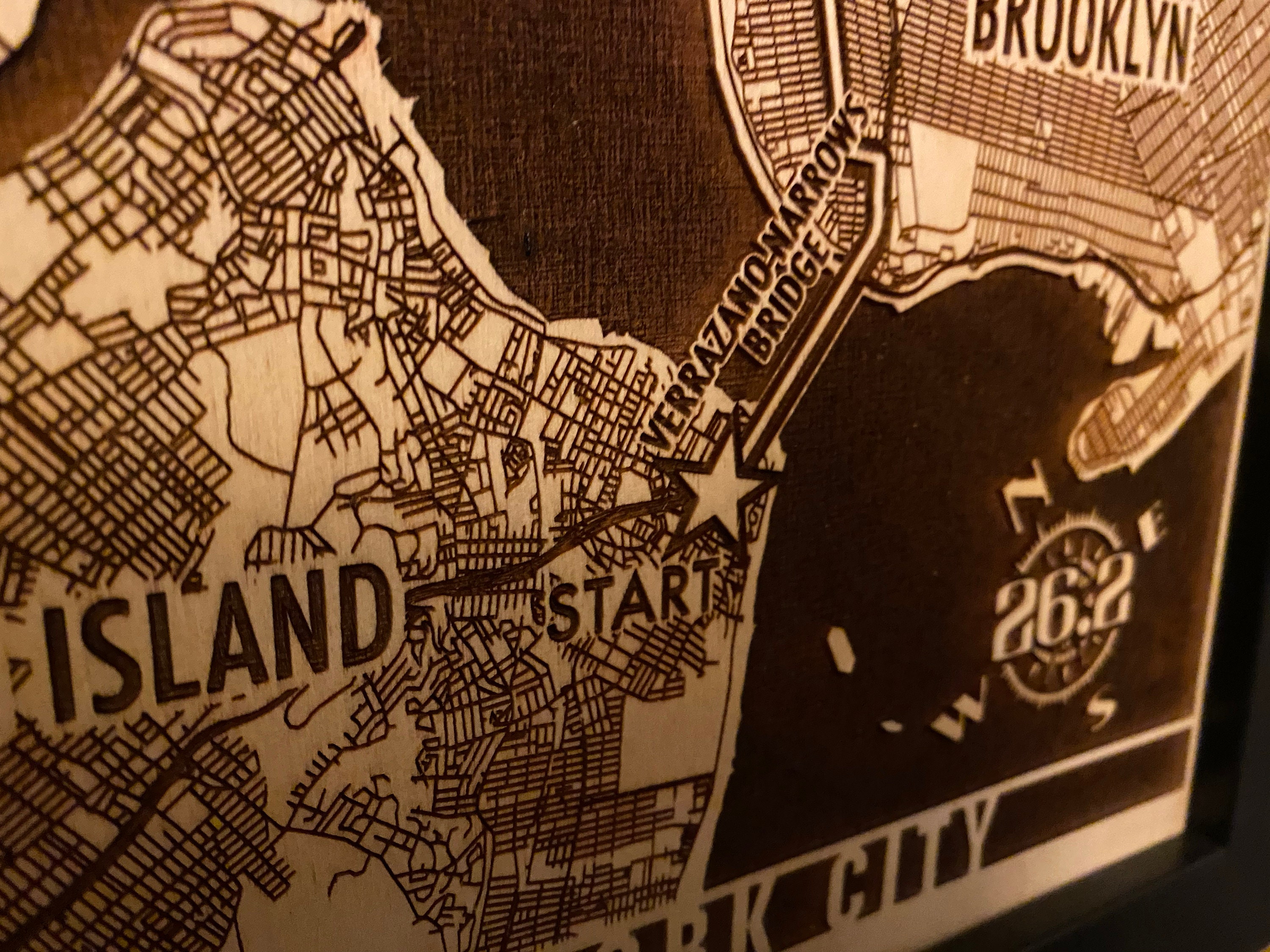 New York City - 26.2 Map - Laser Engraved With Marathon Route - Etsy