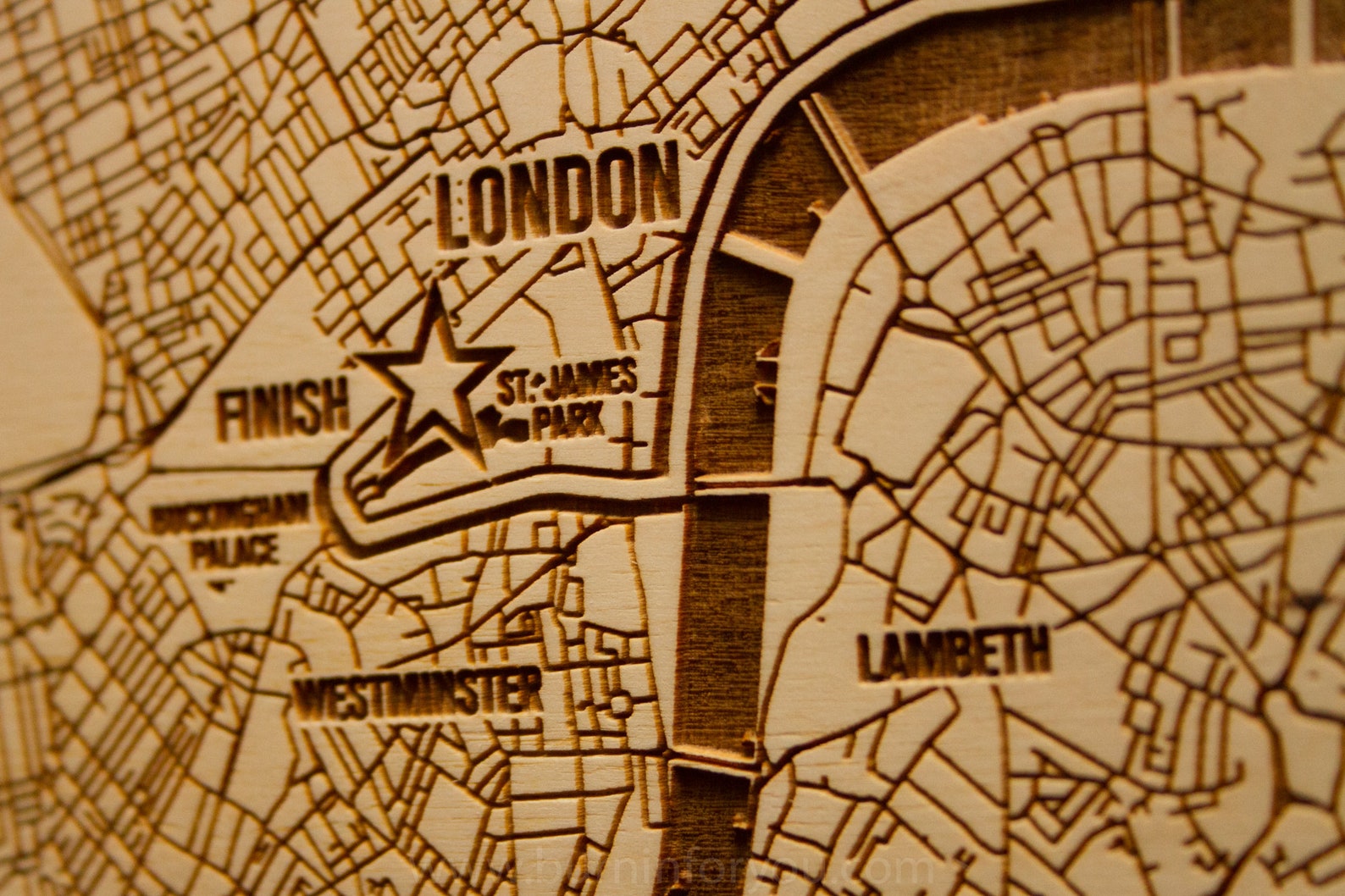 London Marathon Laser Engraved Map - Etsy