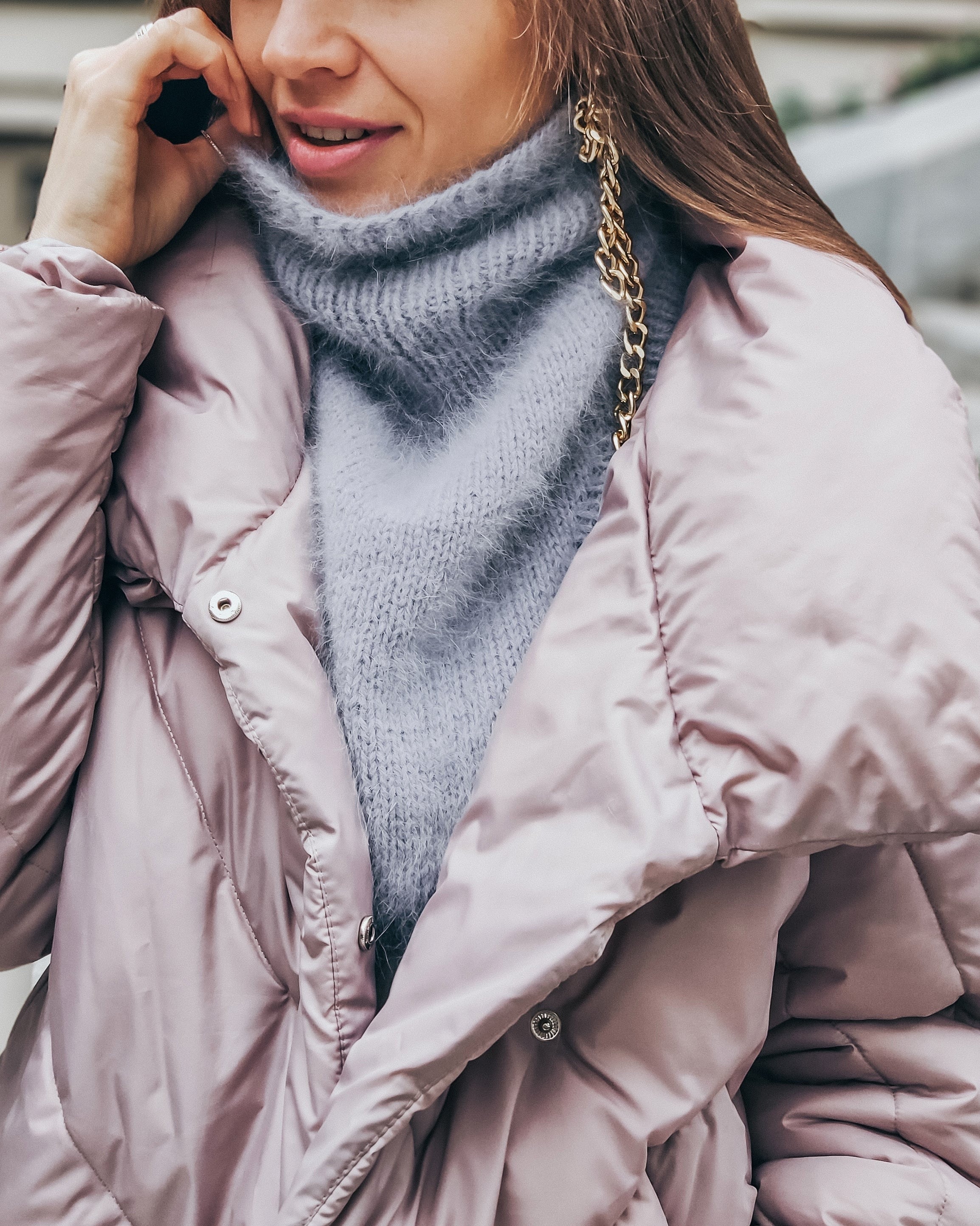 Angora Turtleneck Neck Warmer for Women Soft and Fluffy Knitted Scarf ...