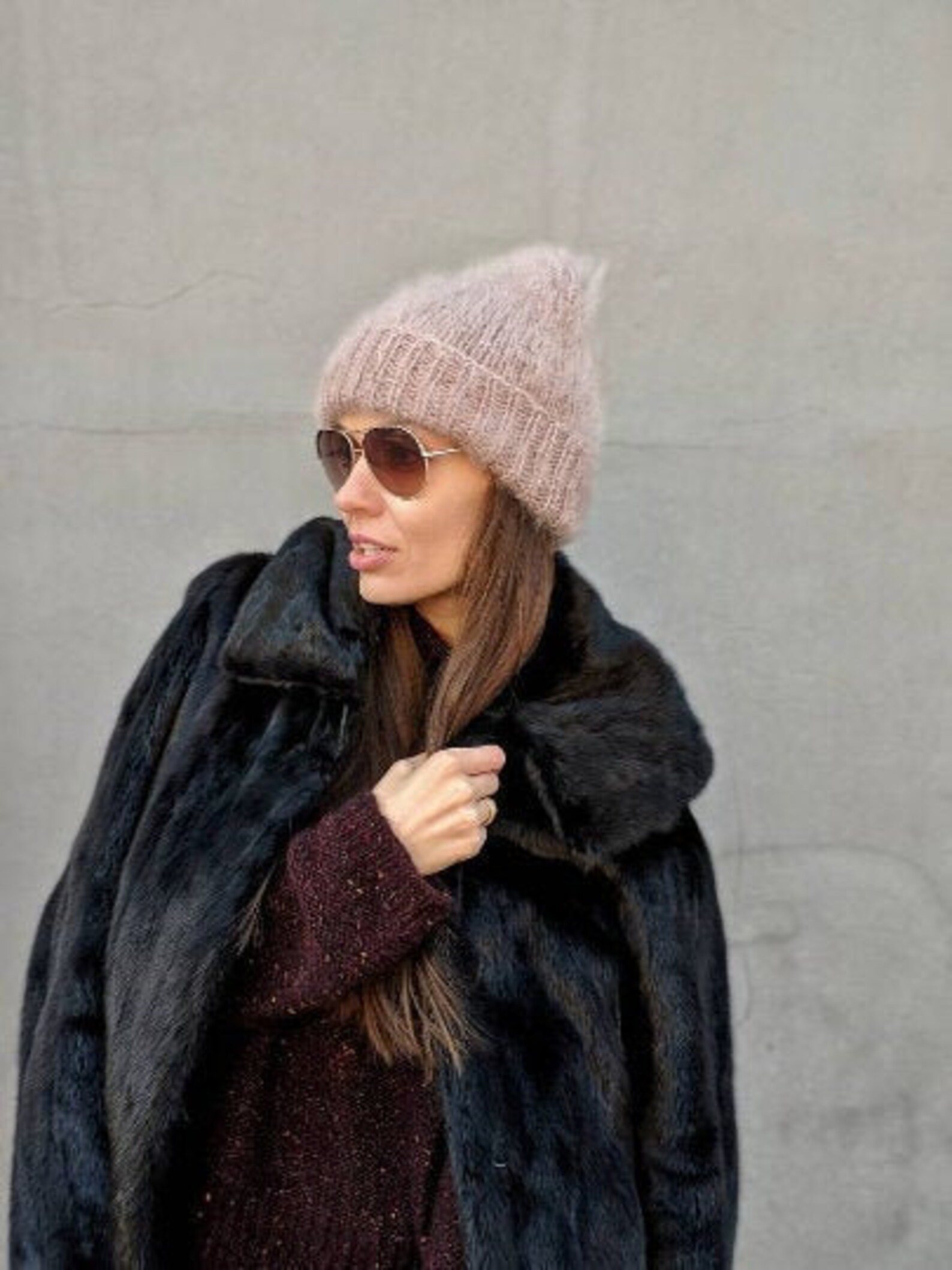 Mohair Fluffy Hat Chunky Knit Hat Women Winter Hat Tak Ori - Etsy Norway