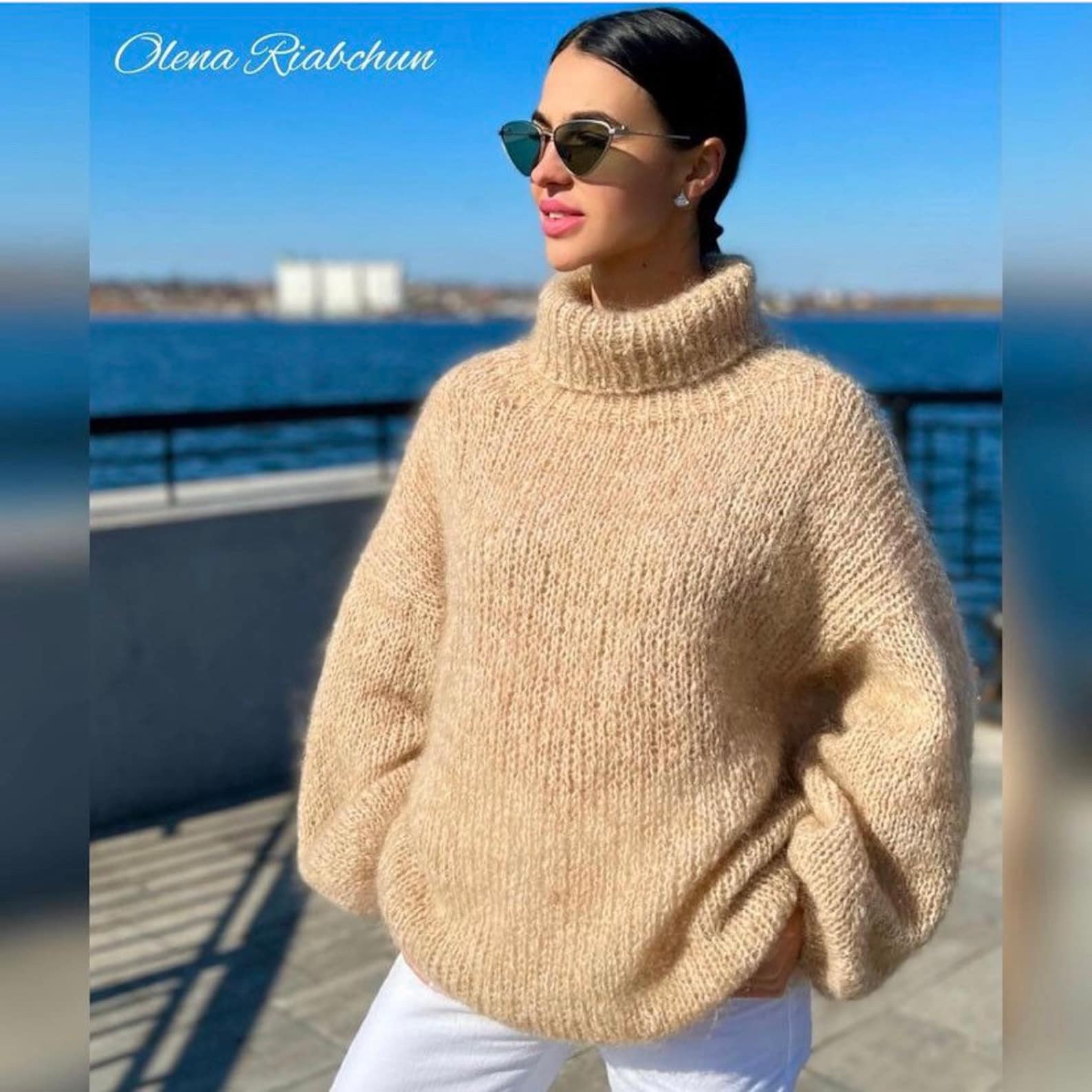 Oversized Chunky Knit Mohair Sweater Hand Knit Sweater for Women Wool ...
