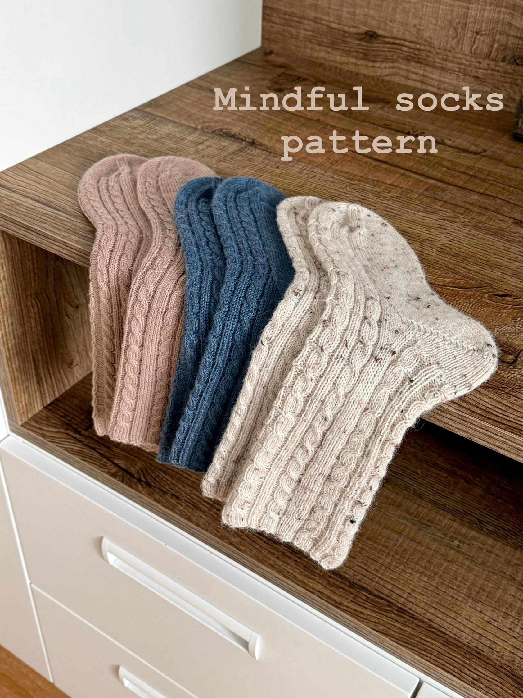 Cable Knit Socks Pattern: Mindful Seamless Toe Design (digital PDF ...