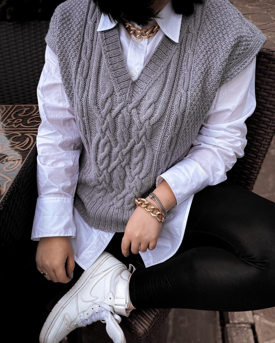 Sweater Vest Knitted Vest for Women Cable Knit Vest Sleeveless Sweater ...