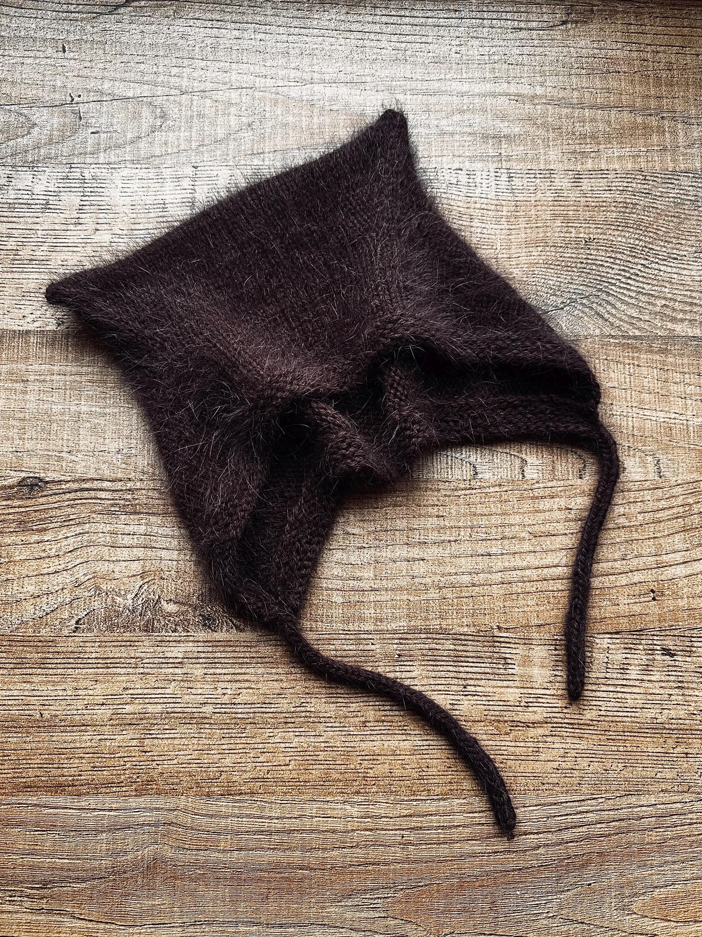 Knit Adult Angora Bonnet Cat Ear Hat Angora Hat Womens Winter Hat Kitty ...