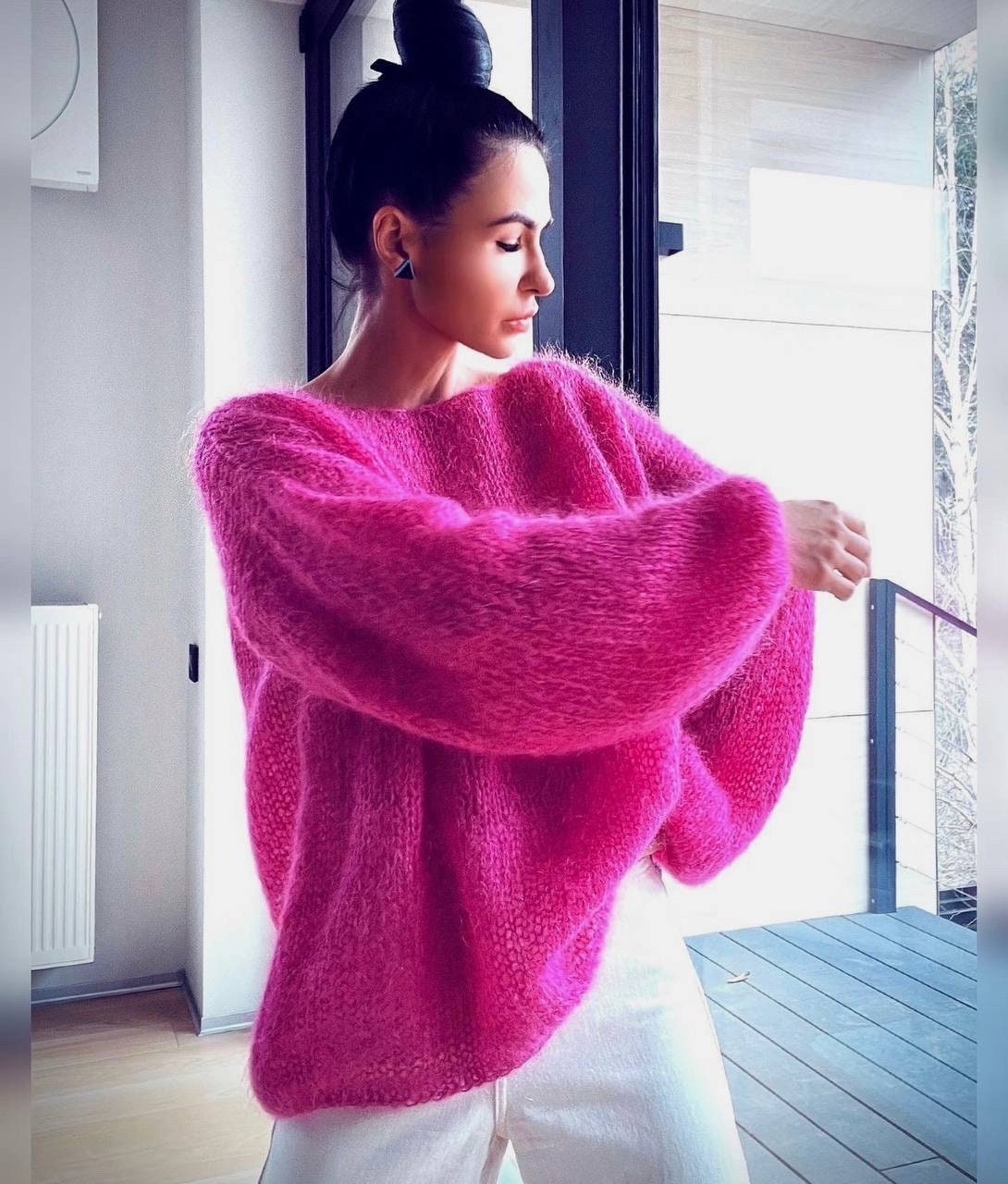Chunky Oversized Mohair Sweater Wool Hand Knit Sweater Fuzzy - Etsy