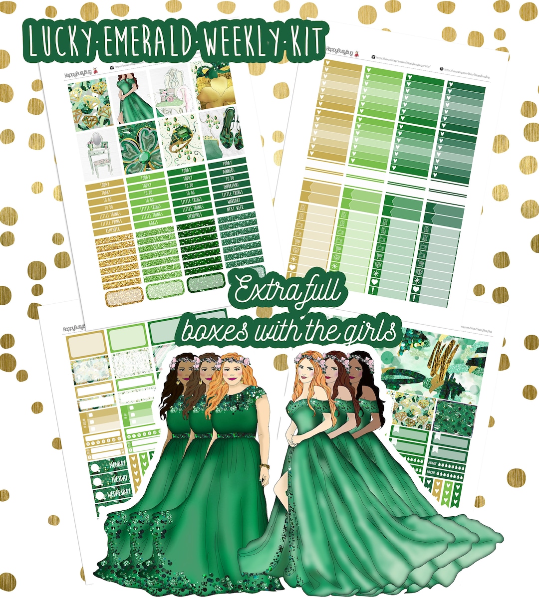 Lucky Emerald || Printable Planner Stickers W/ Silhouette Cut Files ...