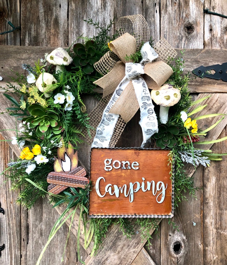 GONE CAMPING Wreath Gone Camping Sign Camping Decor - Etsy