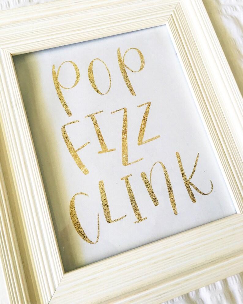 Pop Fizz Clink Sign- Printable Sign- Bubbly Bar Sign- Mimosa Bar Sign ...