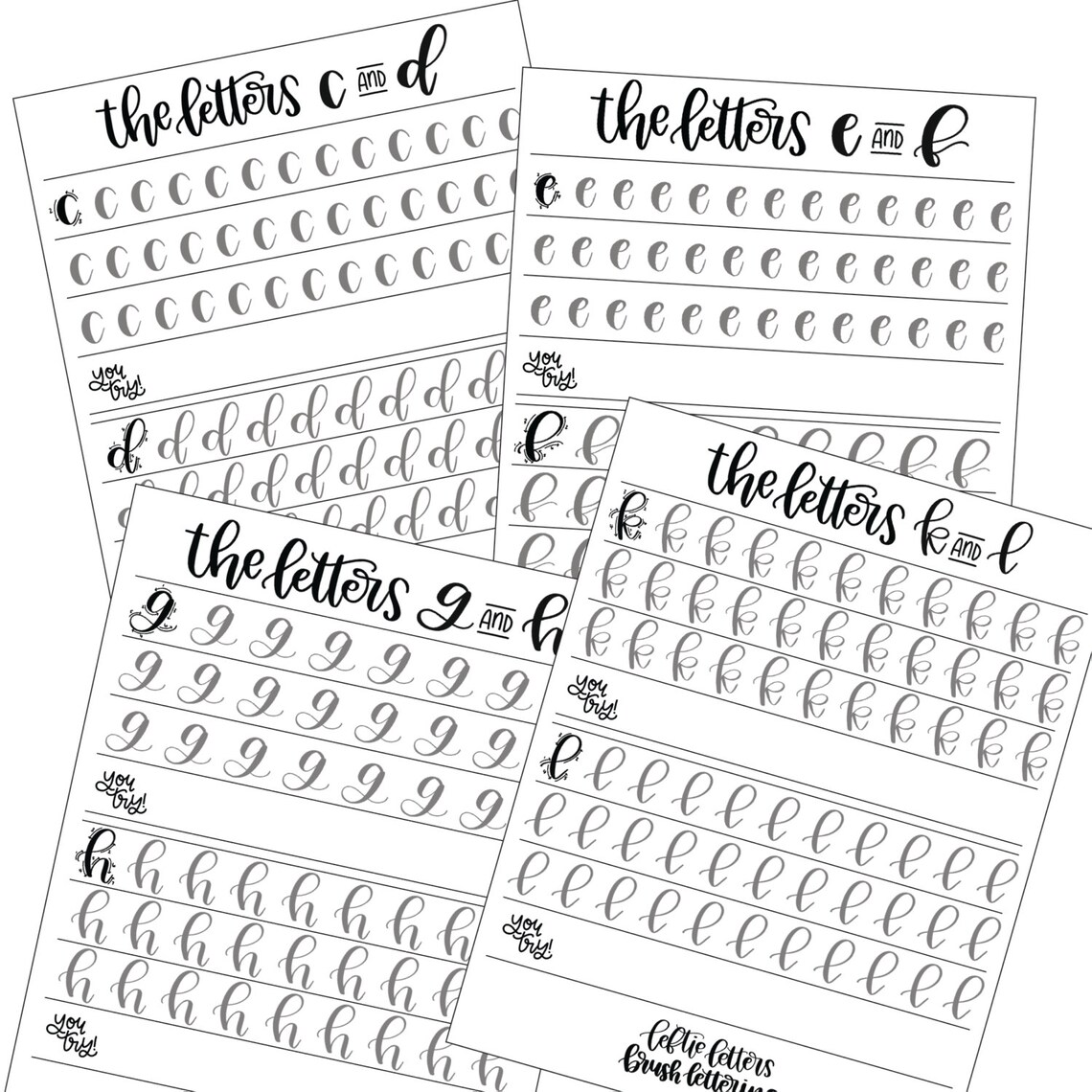 Brush Lettering Worksheets Learn Brush Lettering Lowercase - Etsy