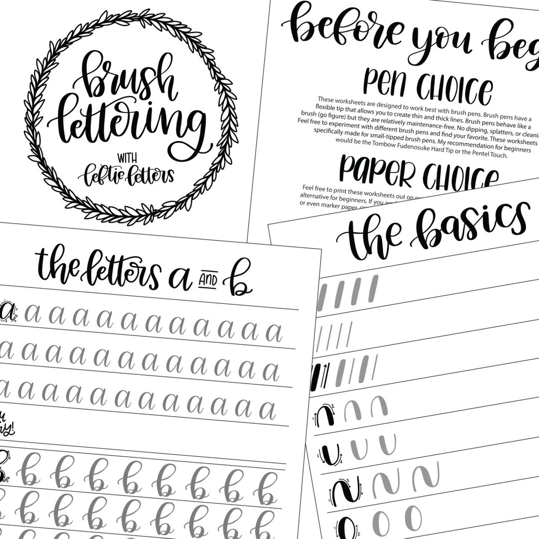 Brush Lettering Worksheets- Learn Brush Lettering- Lowercase ...