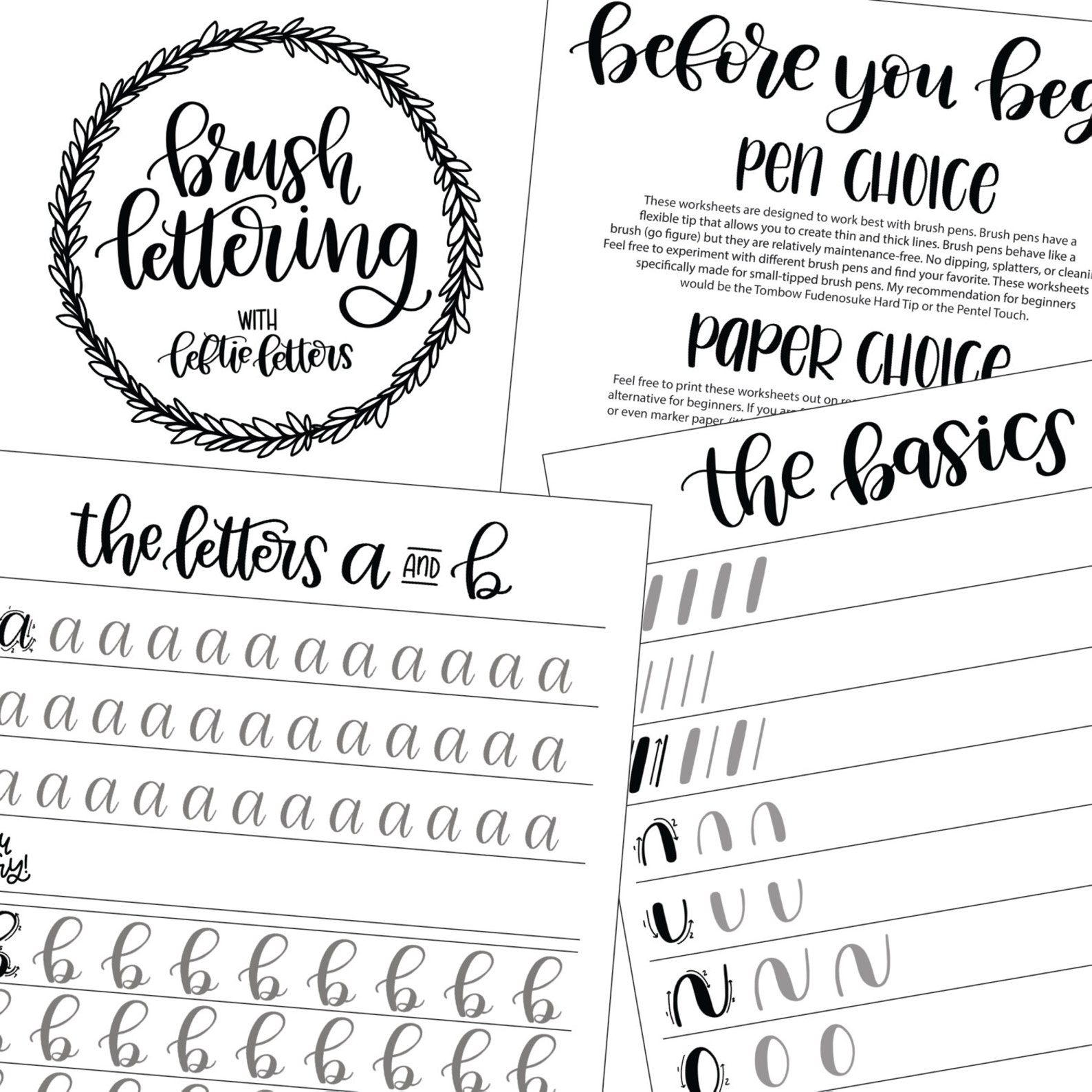 Brush Lettering Worksheets Learn Brush Lettering Lowercase - Etsy