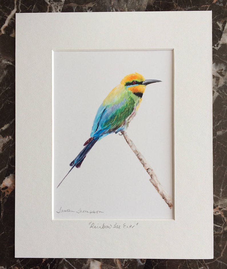 Rainbow Bee Eater Original Acrylic Bird Painting, Bird Art, Songbird ...