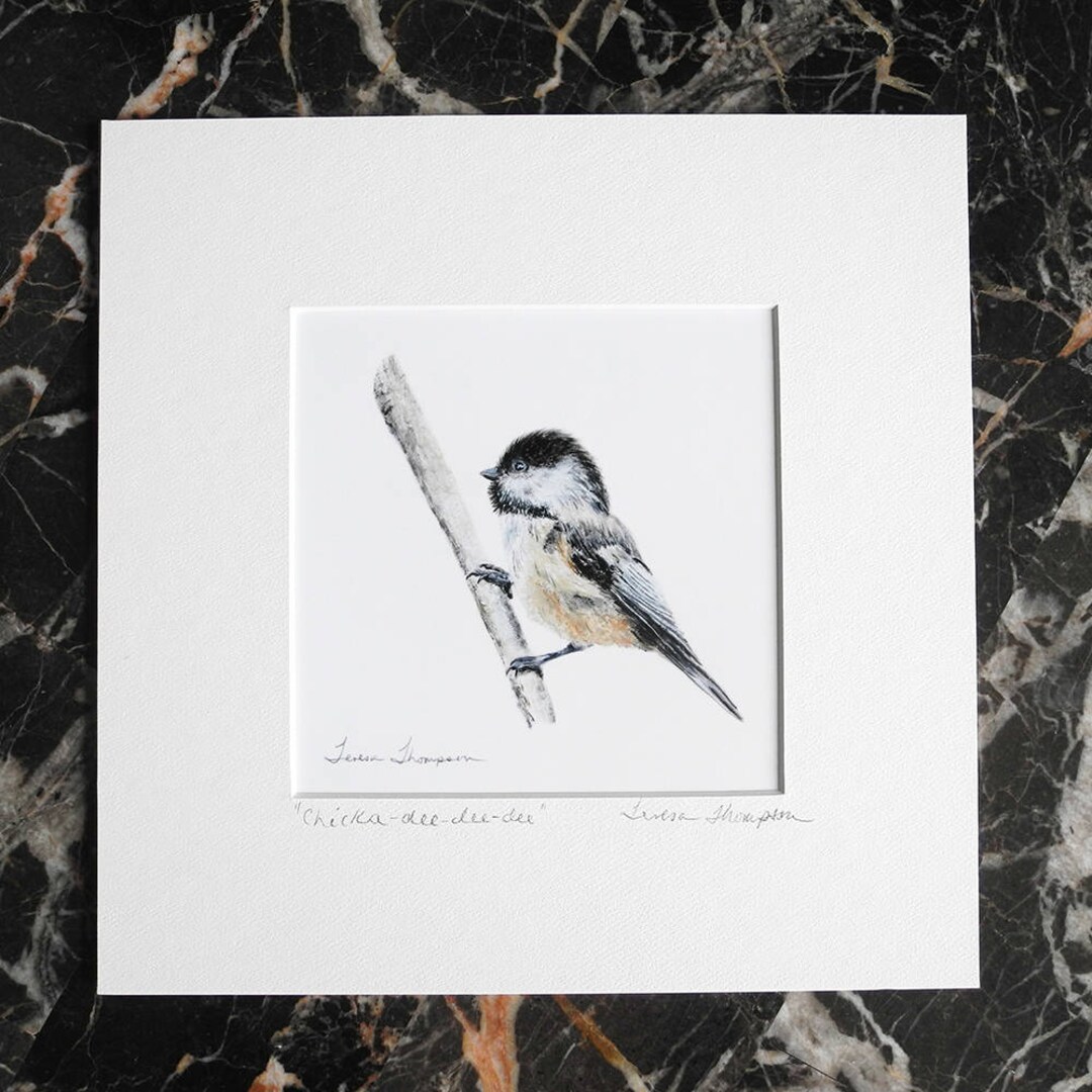 Chickadee Art Print, Woodland Art, Forest Theme Art, Songbird Art, Bird ...