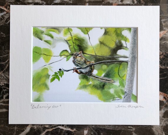Cute Chipmunk Print Chippy Art Woodland Critter Art Forest - Etsy
