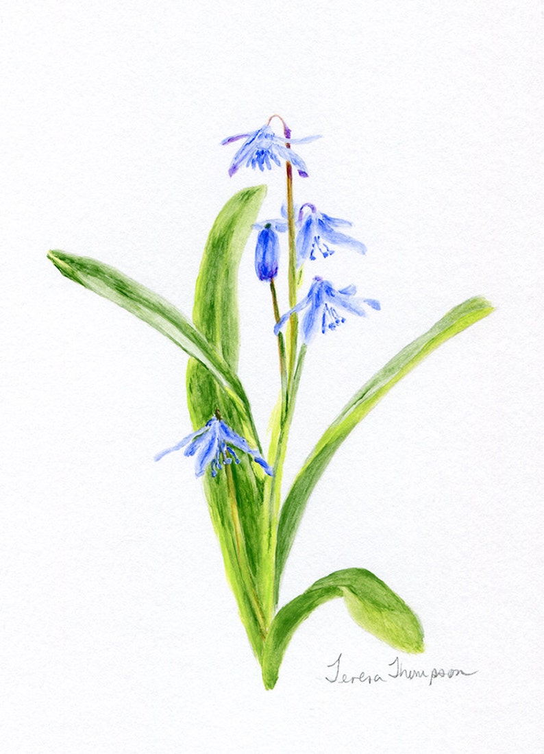 Blue Flowers Original Acrylic Painting, Blue Wildflower Art, Spring ...