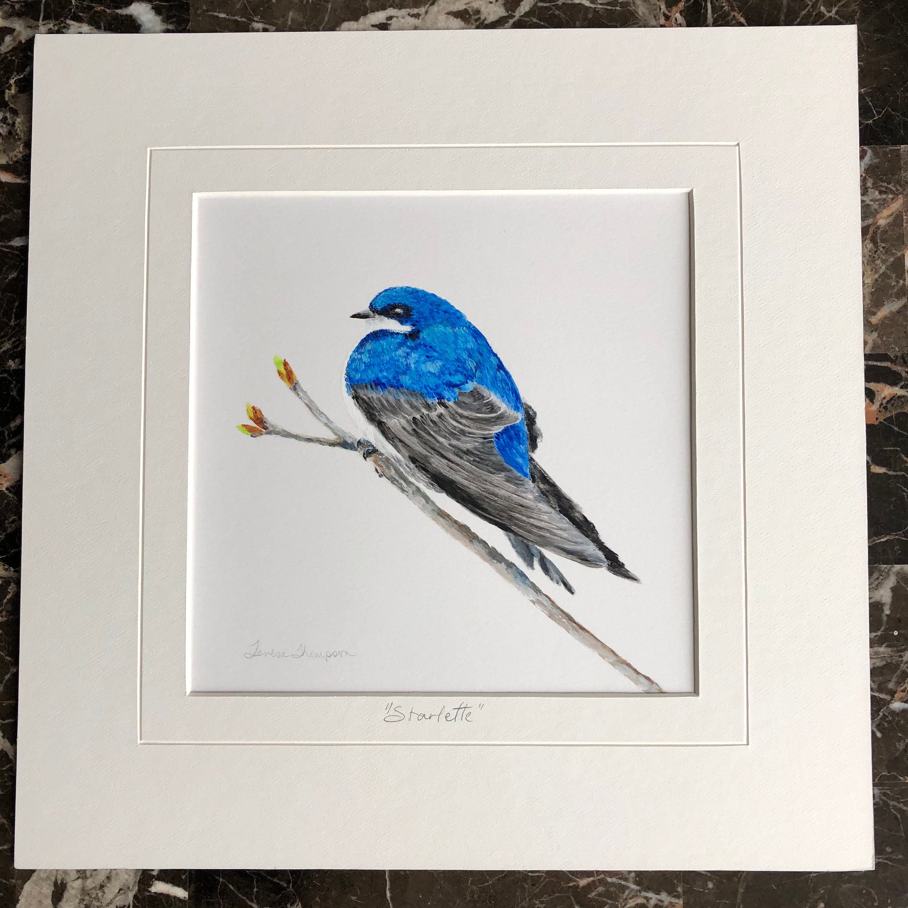 Painting woodland art blue bird art Tree Swallow Original Acrylic ...
