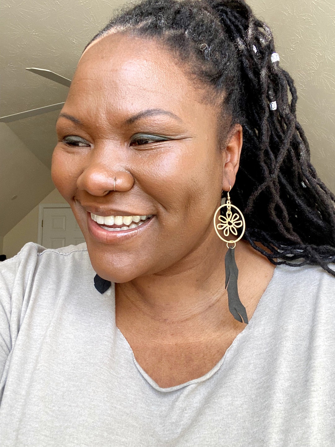 Black & Gold Earrings Mixed Media Fringe Dangles - Etsy