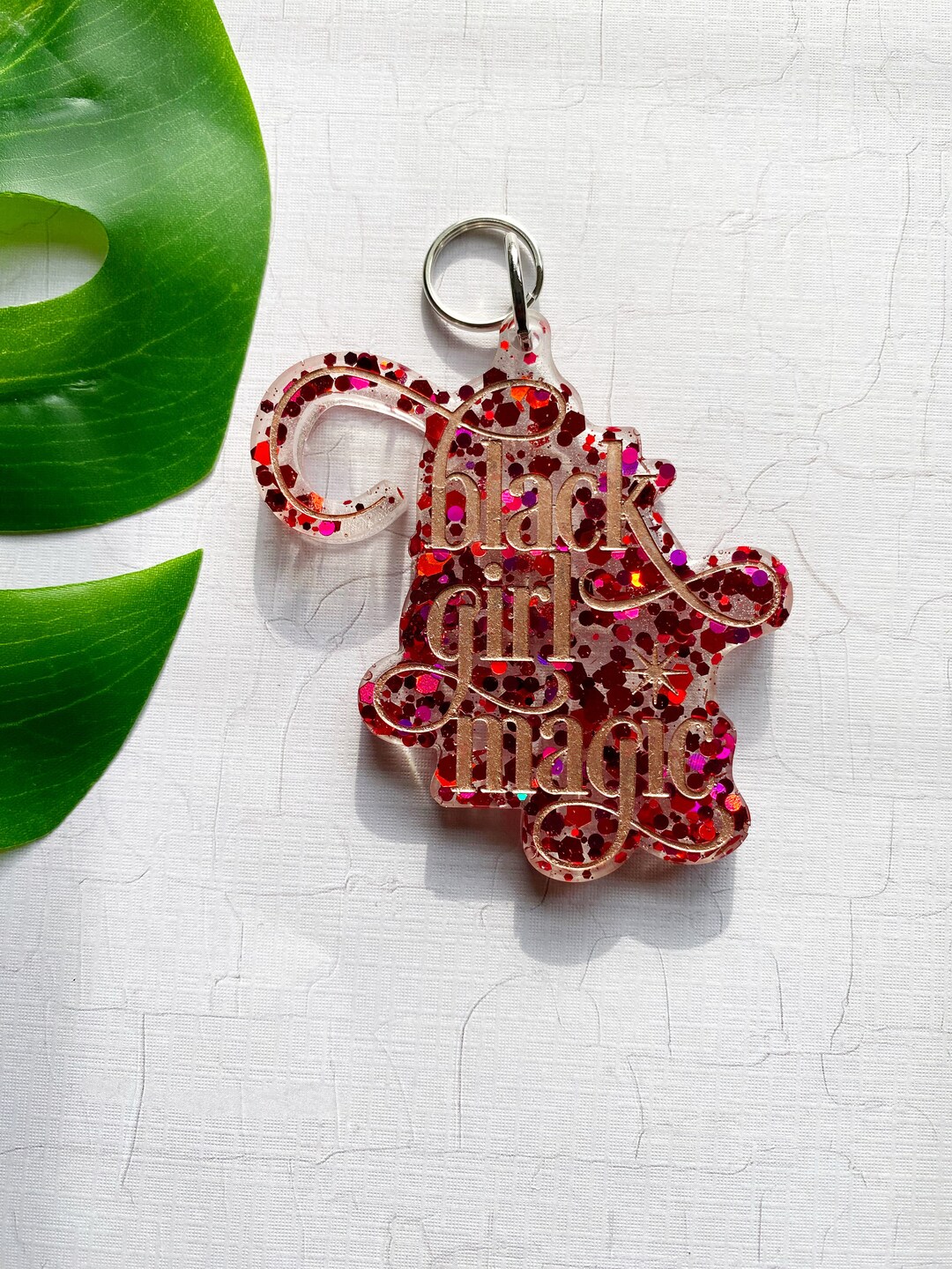 Keychain Black Girl Magic Pink and Red Glitter Zipper Pull - Etsy