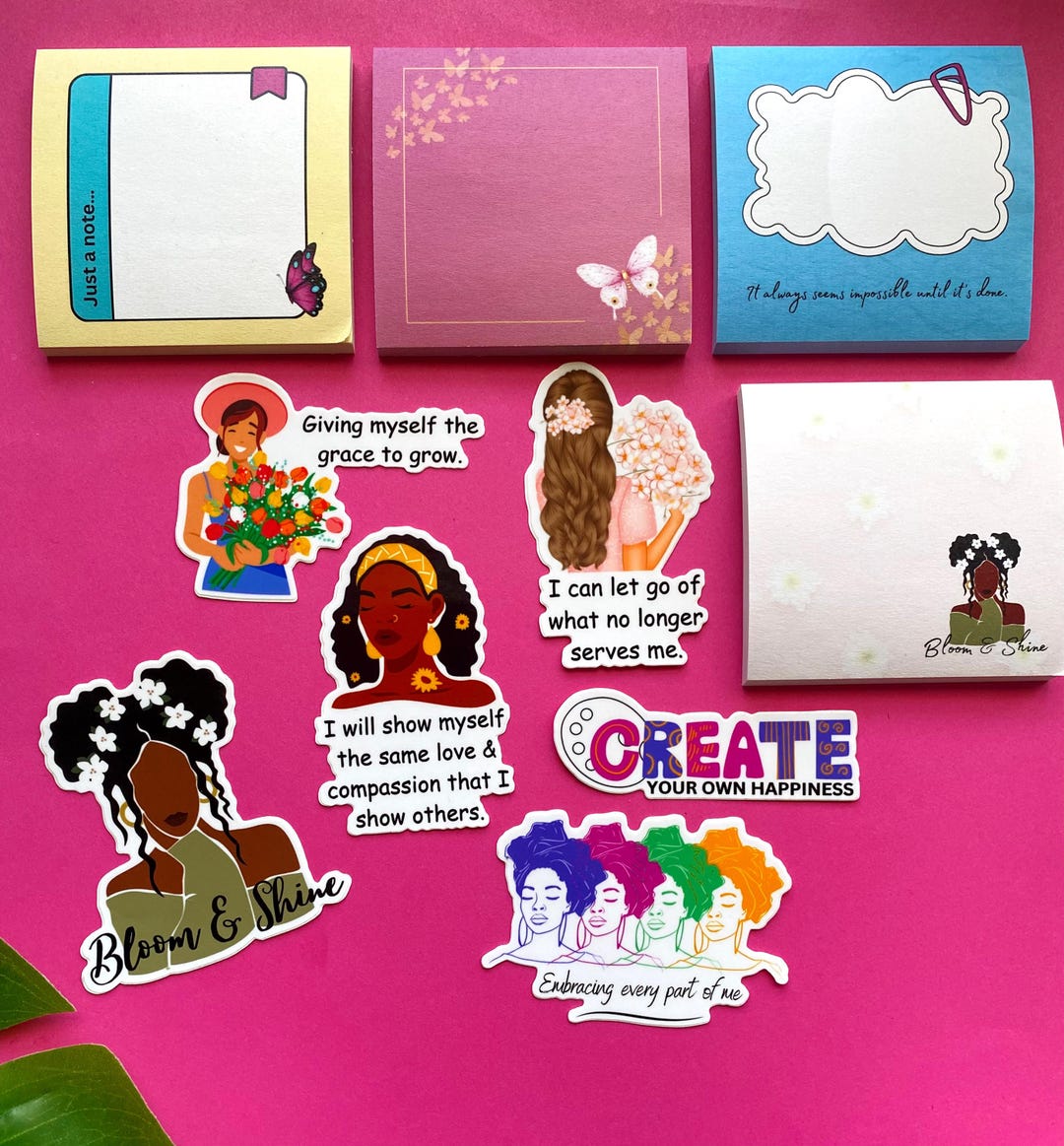 Inspirational Post-it Notes & Vinyl Sticker Set - Desk Decor - Etsy