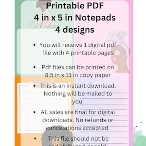 Printable 4x5 in Notepad PDF - She's a Mood Downloadable Print - Etsy