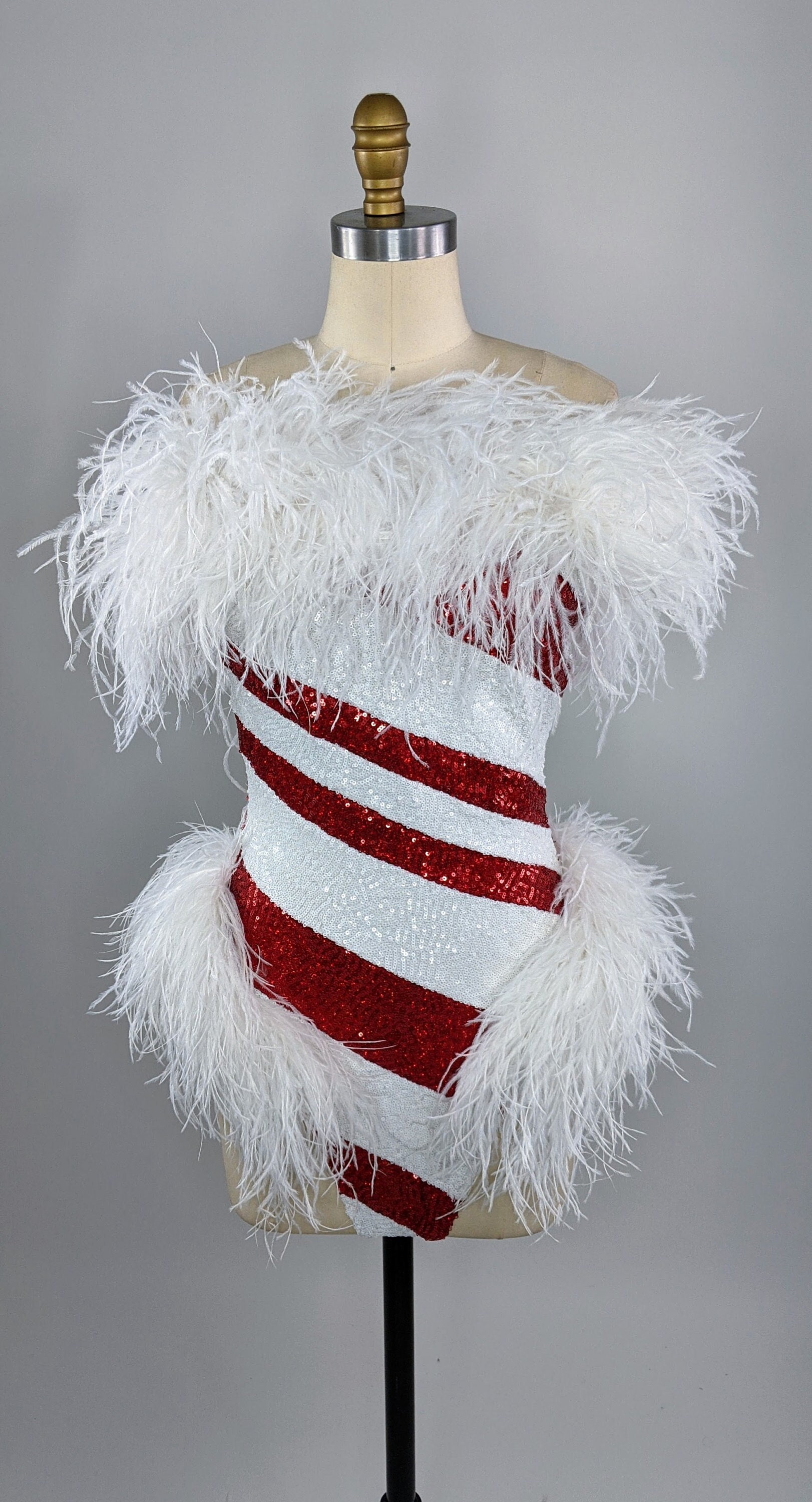 Ostrich Feather Candy Cane Leo Drag Burlesque Christmas - Etsy
